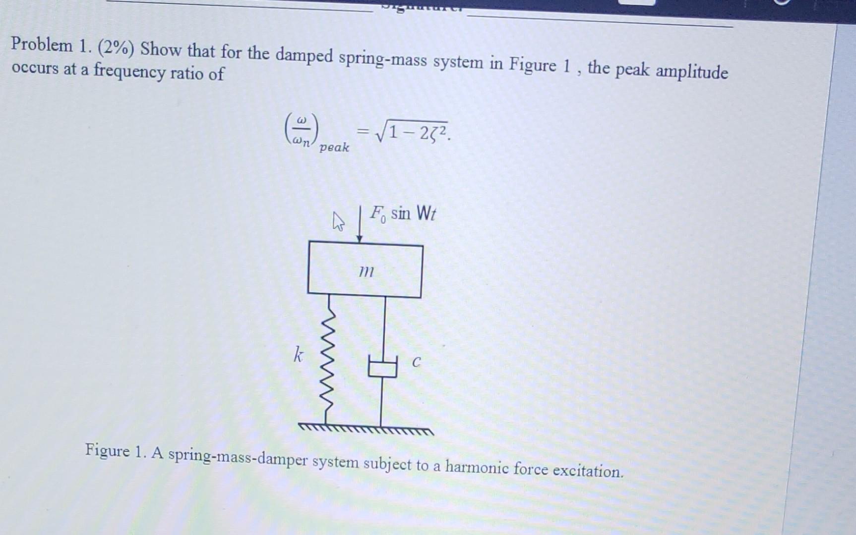 Solved Problem 1 2 Show That For The Damped Spring Mass
