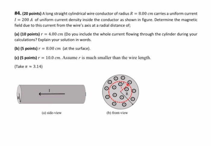 Solved #4.(20 points) A long straight cylindrical wire | Chegg.com