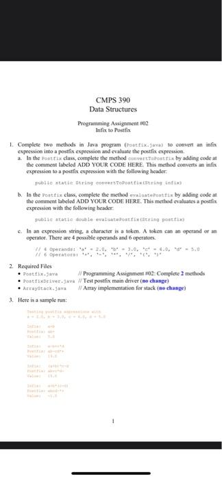 CMPS 390 Data Structures Programming Assignment #02 | Chegg.com