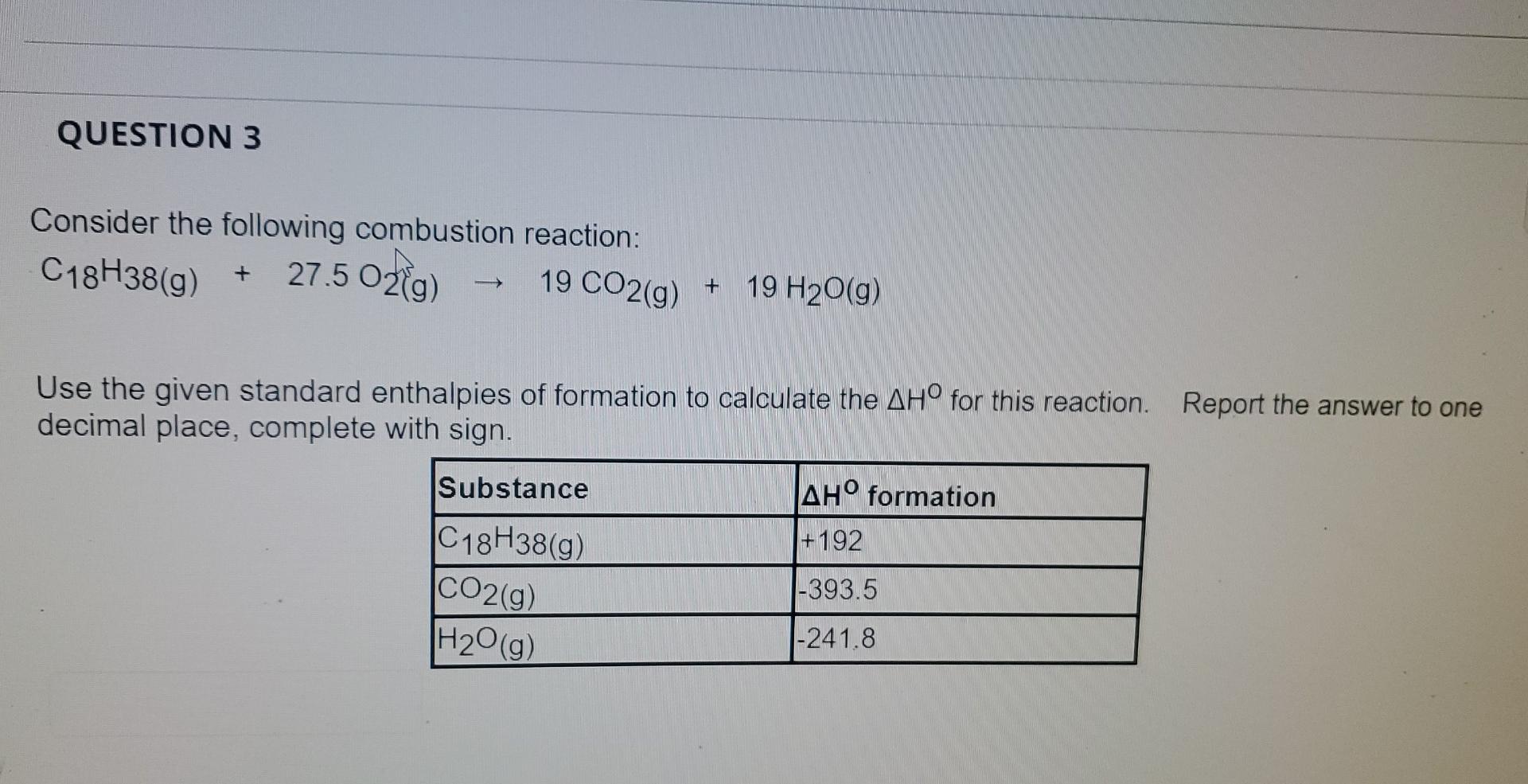 Solved QUESTION 3 Consider the following combustion | Chegg.com