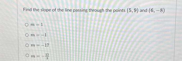 Solved Find the slope of the line passing through the points | Chegg.com