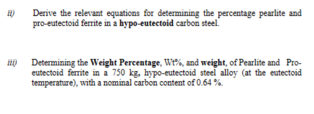 Solved ii) ﻿Derive the relevant equations for determining | Chegg.com