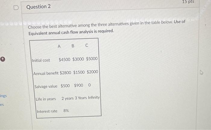 Solved Choose the best alternative among the three | Chegg.com