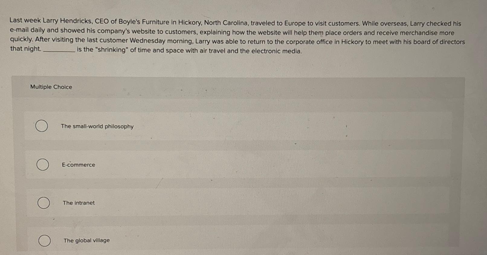 Solved Last week Larry Hendricks, CEO of Boyle's Furniture | Chegg.com