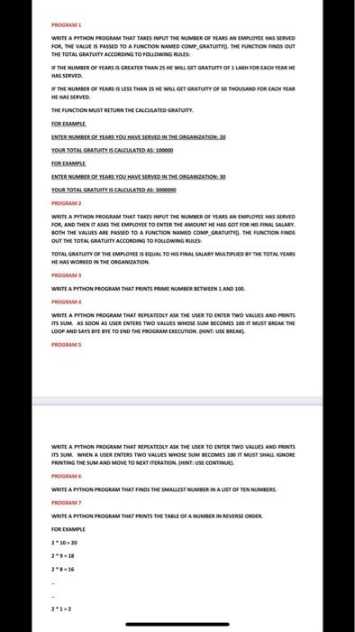 Solved PROGRAMI WRITE A PYTHON PROGRAM THAT TAKES INPUT THE | Chegg.com
