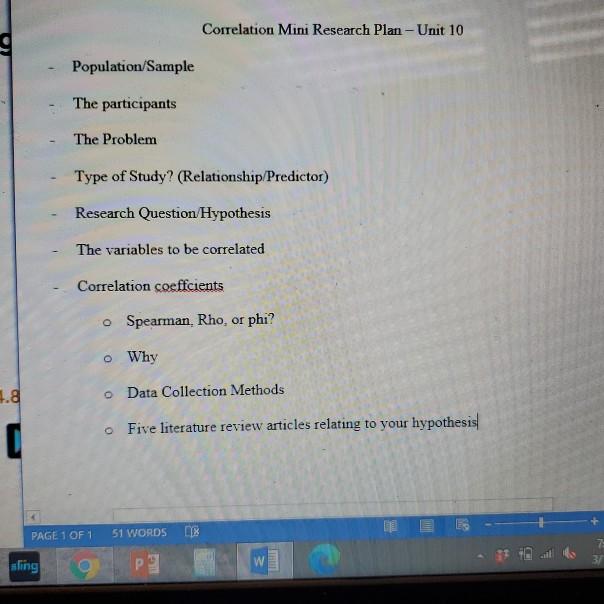 Solved Correlation Mini Research Plan - Unit 10 Population | Chegg.com
