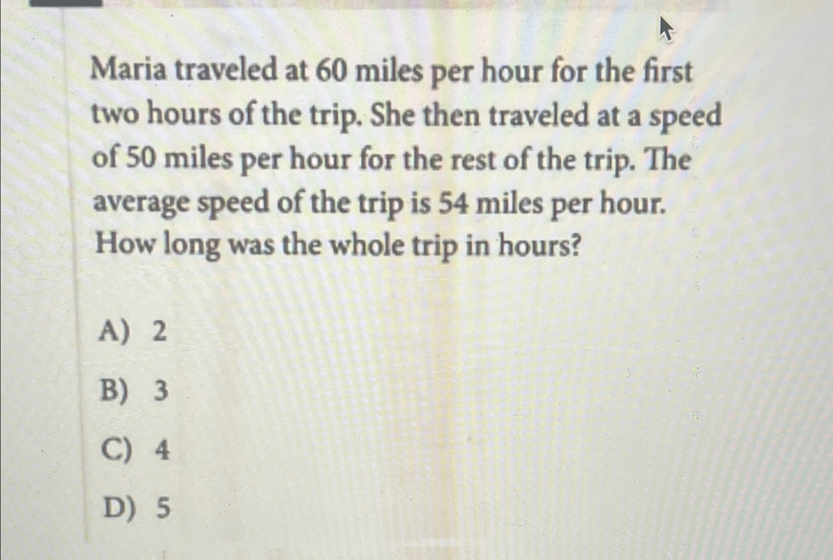 Solved Maria traveled at 60 ﻿miles per hour for the first | Chegg.com