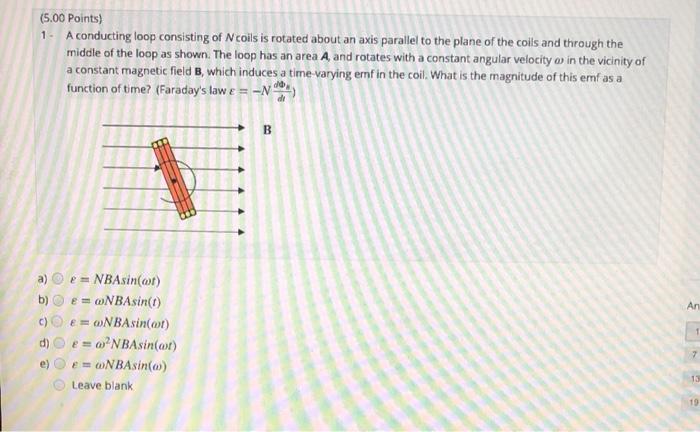 Solved (5.00 Points) 1. A conducting loop consisting of N | Chegg.com