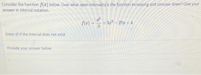 Solved Consider the function f(a) below. Over what | Chegg.com