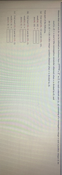Solved Observe that mod and dis can be defined as functions | Chegg.com