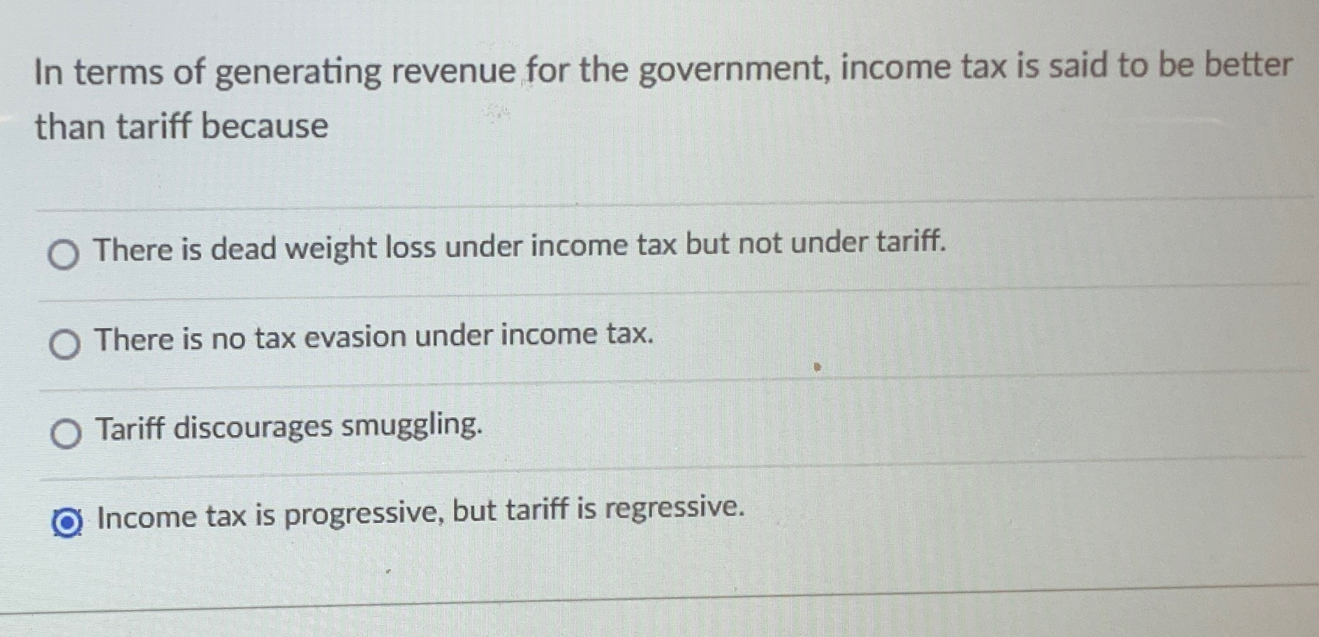 Solved In terms of generating revenue for the government, | Chegg.com