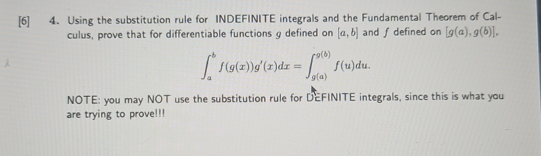 Solved [6] 4. ﻿Using the substitution rule for INDEFINITE | Chegg.com