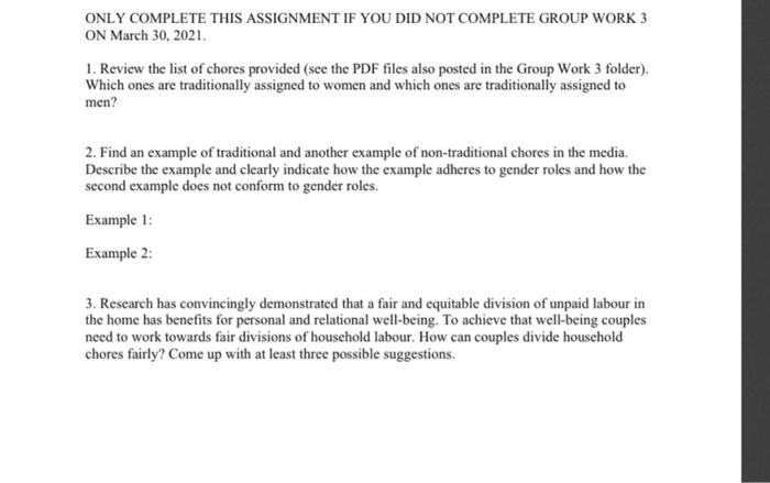 ONLY COMPLETE THIS ASSIGNMENT IF YOU DID NOT COMPLETE | Chegg.com