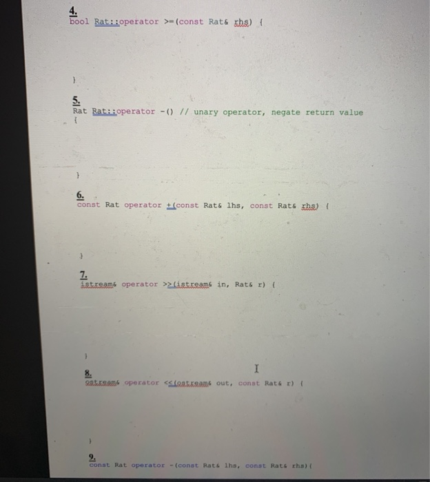 Solved Given a class called Rat (for rational number) | Chegg.com