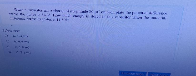 Solved When a capacitor has a charge of magnitude 80μC ﻿on | Chegg.com