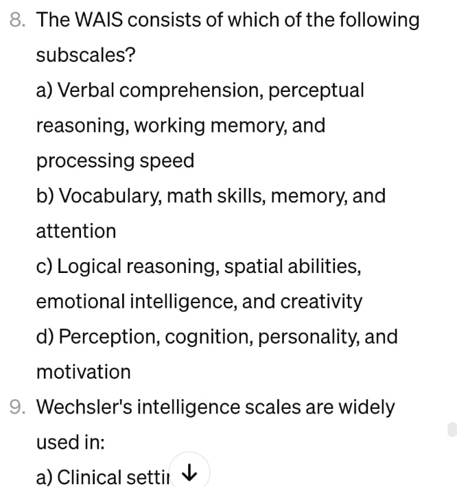 Solved The WAIS consists of which of the following | Chegg.com