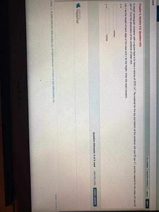 Solved ment FULL SCREEN PRINTER VERSION OK NEXT Chapter 4, | Chegg.com