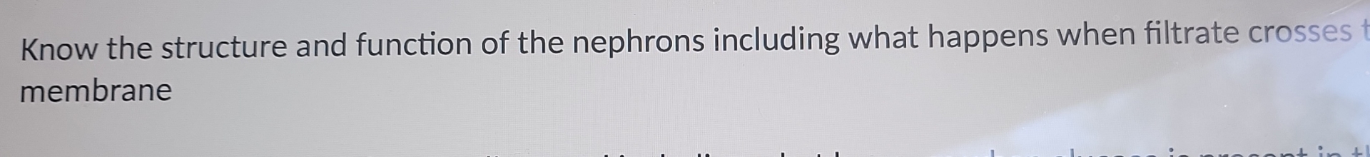 Solved Know the structure and function of the nephrons | Chegg.com