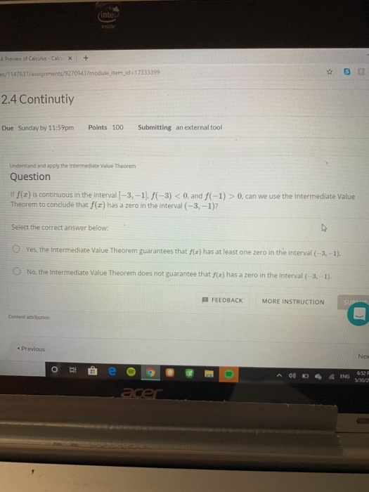 Solved (inte Inside A Preview of Calculus - Colox + | Chegg.com