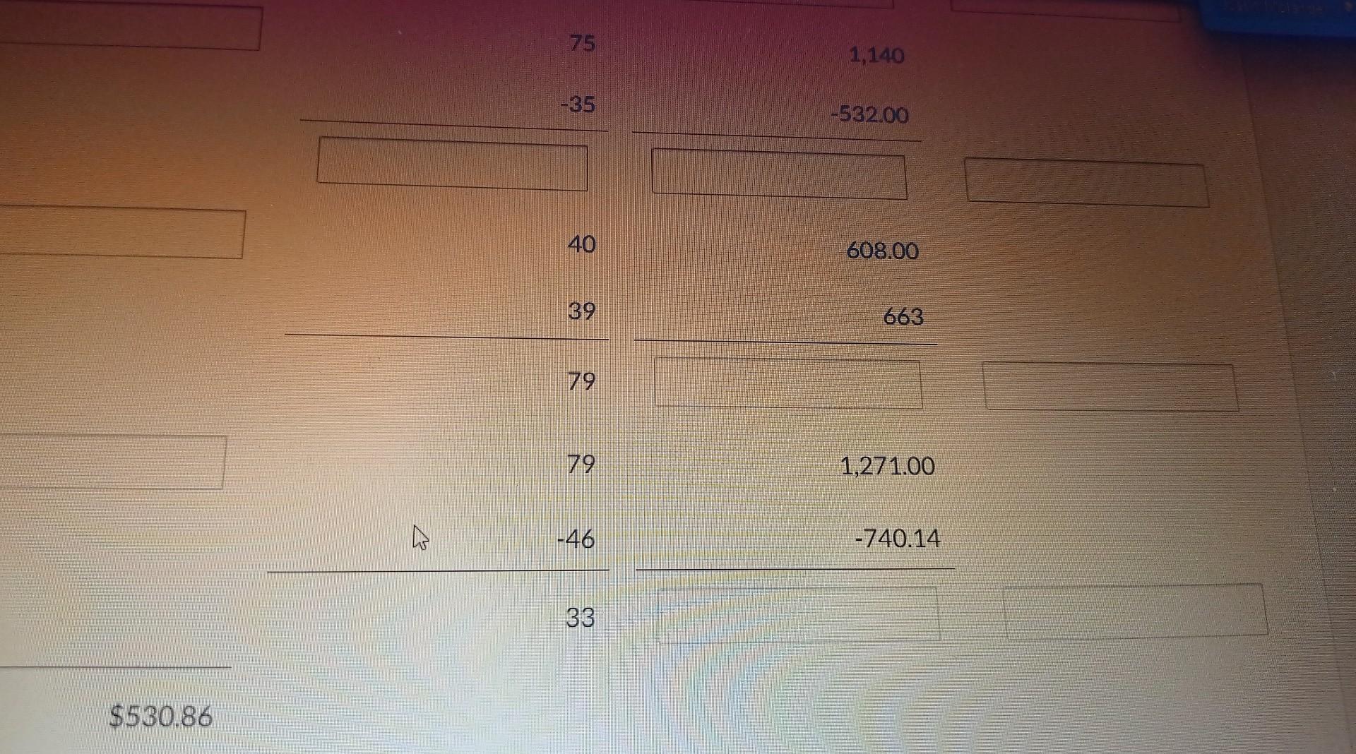 Fill in the missing amounts for items in the | Chegg.com