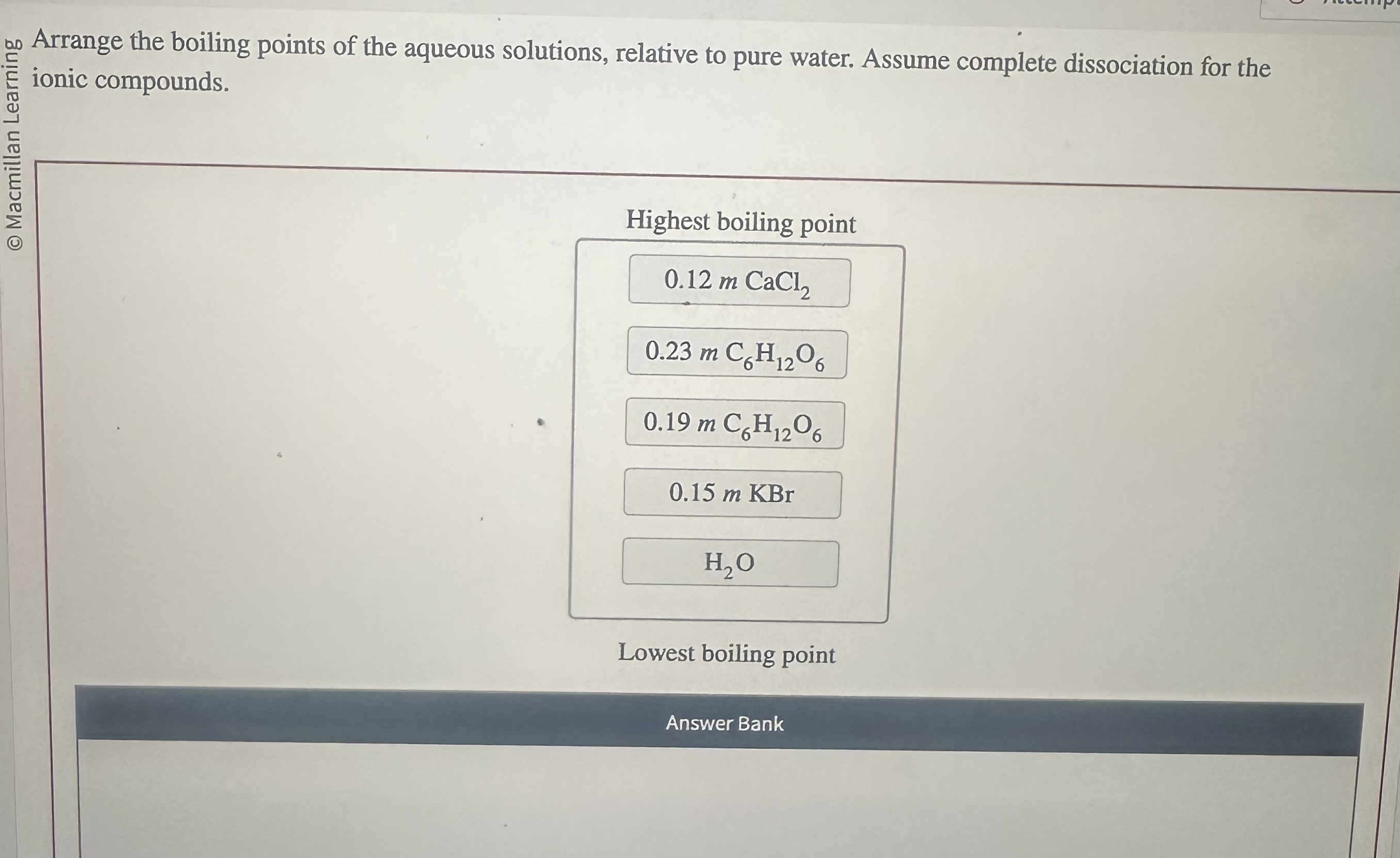 Solved do Arrange the boiling points of the aqueous | Chegg.com