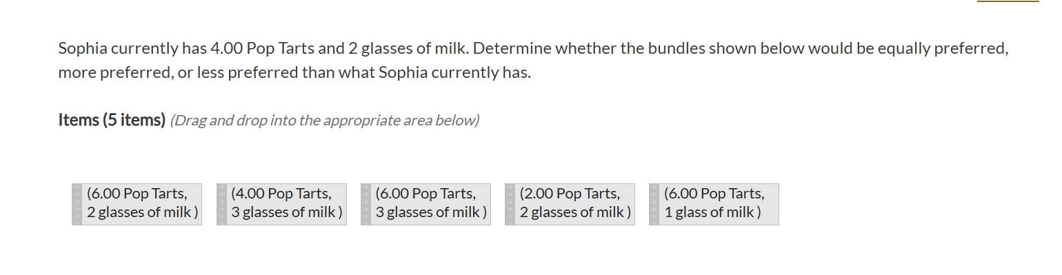 Solved Sophia currently has 4.00 ﻿Pop Tarts and 2 ﻿glasses | Chegg.com
