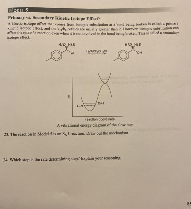 Solved MODEL 5 Primary vs. Secondary Kinetic Isotope Effect3 | Chegg.com