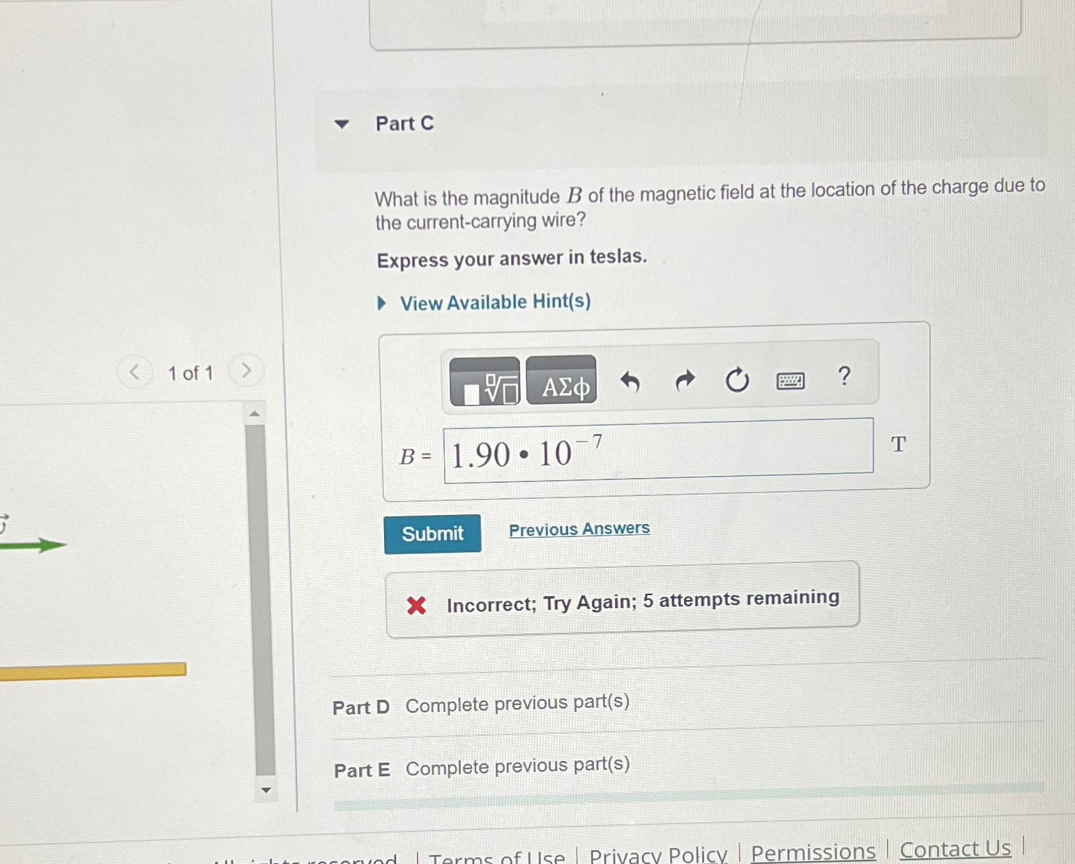 Part CWhat is the magnitude B ﻿of the magnetic field | Chegg.com