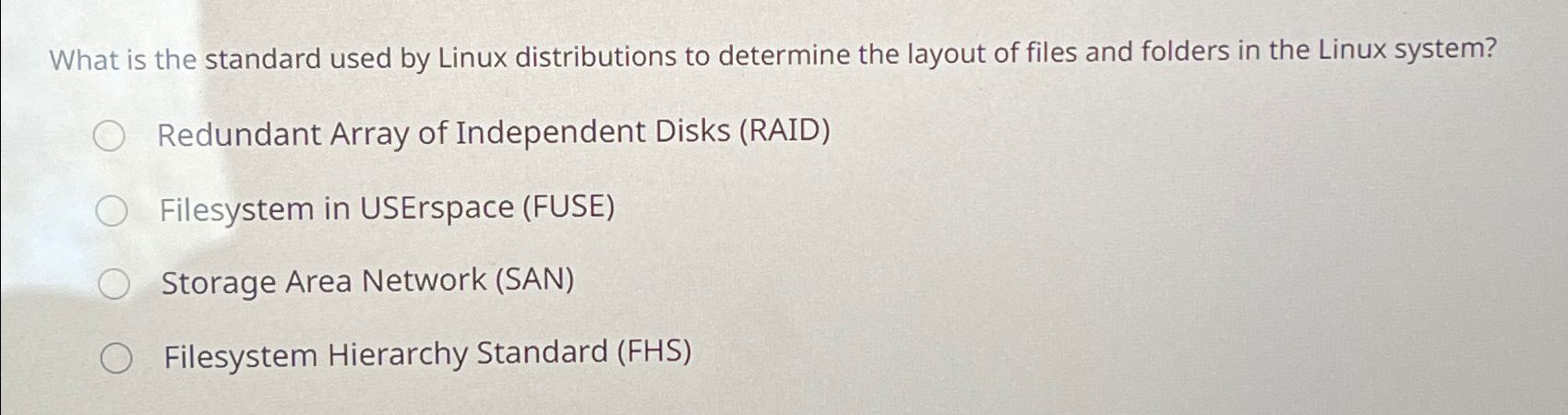 Solved What is the standard used by Linux distributions to | Chegg.com