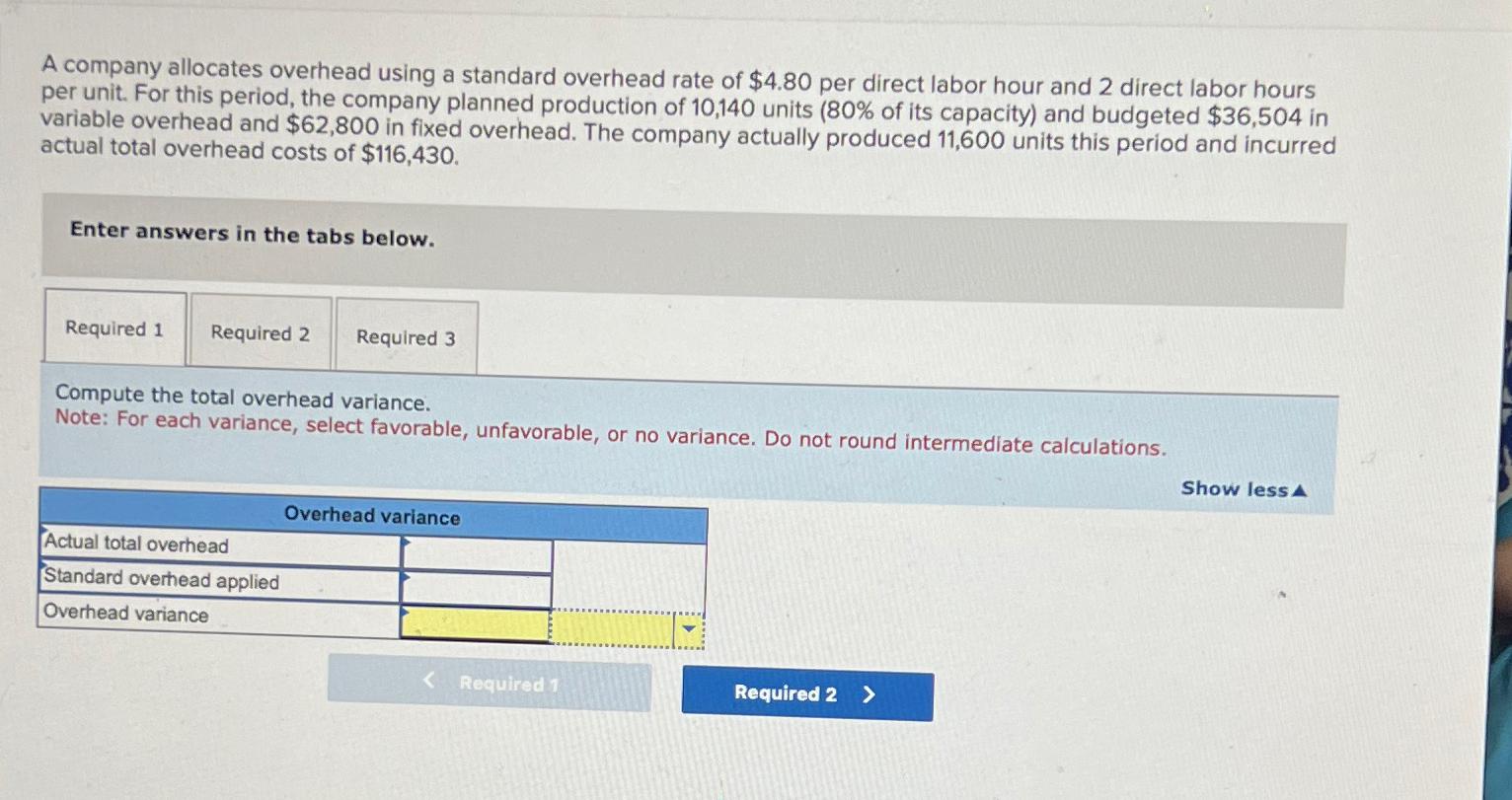 A company allocates overhead using a standard | Chegg.com