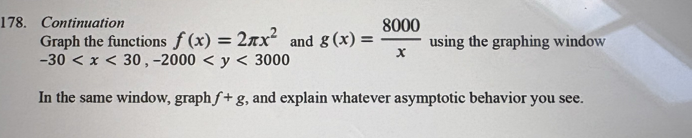 Solved ContinuationGraph the functions f(x)=2πx2 ﻿and | Chegg.com