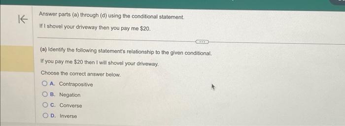 Solved Answer parts (a) through (d) using the conditional | Chegg.com