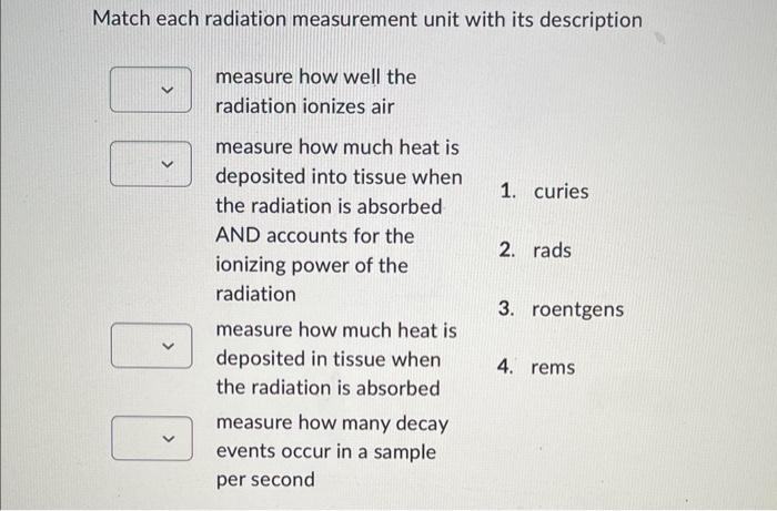 Solved Match each type of radiation with its description | Chegg.com