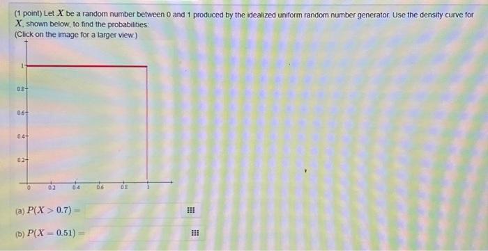 Solved ( 1 point) Let X be a random number between 0 and 1 | Chegg.com