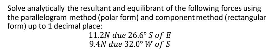 Solved Solve analytically the resultant and equilibrant of | Chegg.com