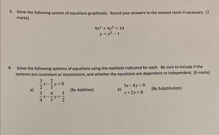 Solved 3. Solve the following system of equations | Chegg.com