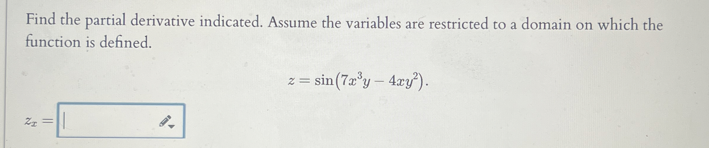 Solved Find the partial derivative indicated. Assume the | Chegg.com