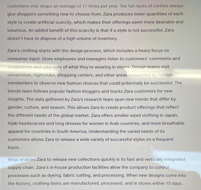 Solved Zara began in 1975 when Amancio Ortega and Rosalia | Chegg.com