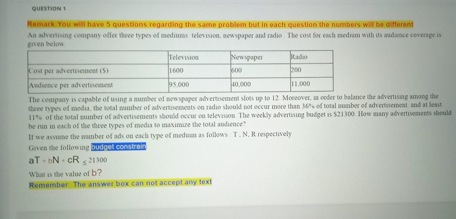 Solved QUESTION 1 Remark. You will have 5 questions | Chegg.com
