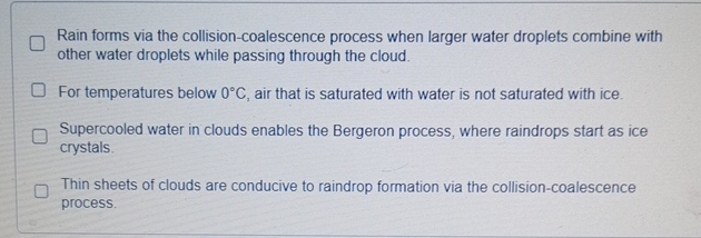 Solved Rain Forms Via The Collision Coalescence Process When