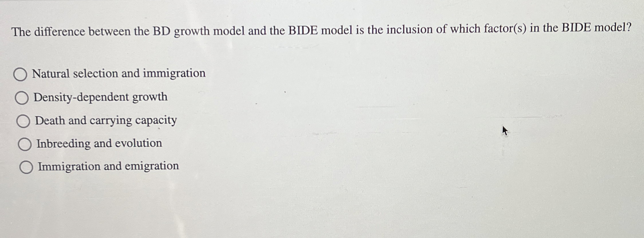 Solved The difference between the BD growth model and the | Chegg.com