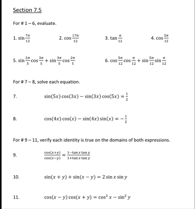 Solved Section 7.5For # 1-6, | Chegg.com