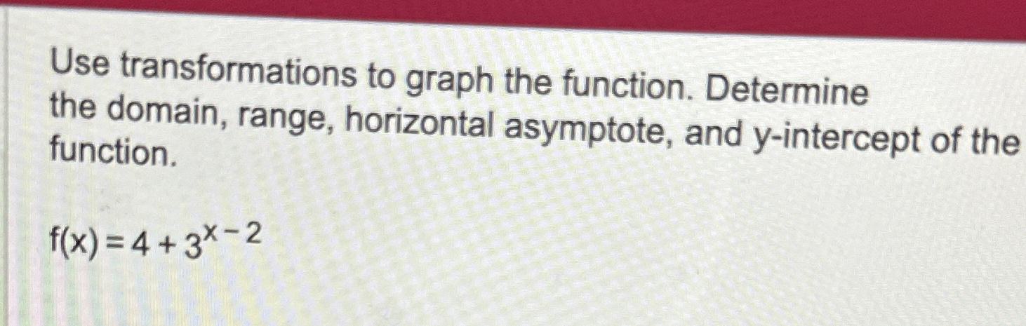 Use transformations to graph the function. Determine | Chegg.com