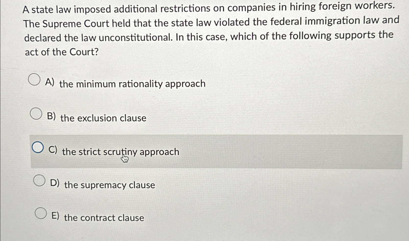 Solved A state law imposed additional restrictions on | Chegg.com