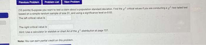 Solved Previous Problem Problem Ust Next Problem (10 points) | Chegg.com