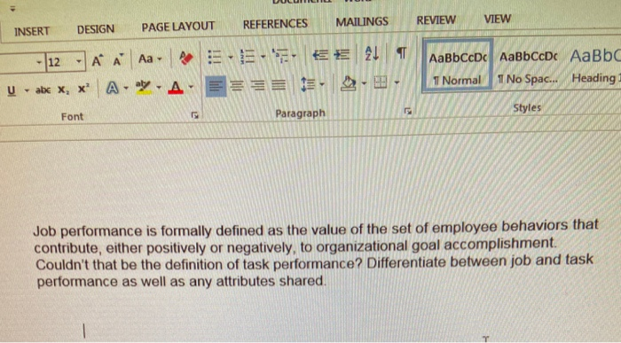 Solved MAILINGS VIEW INSERT REVIEW DESIGN PAGE LAYOUT | Chegg.com