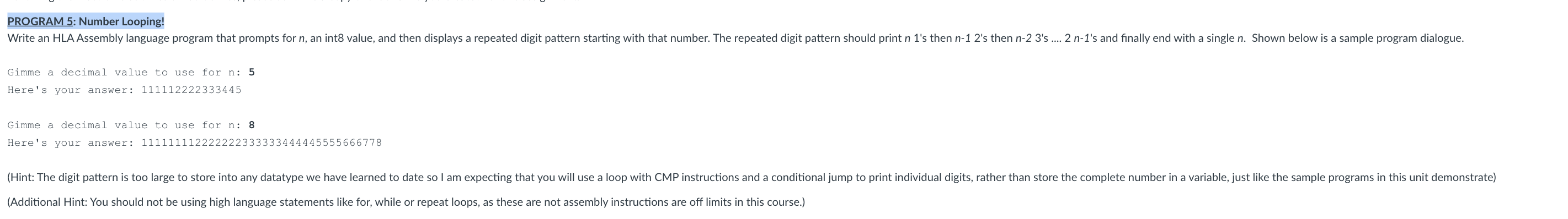 Solved PROGRAM 5: Number Looping!Gimme a decimal value to | Chegg.com