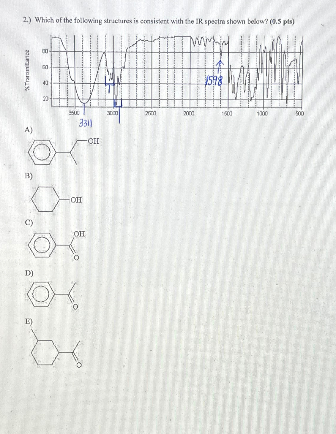 Solved 2.) ﻿Which of the following structures is consistent | Chegg.com