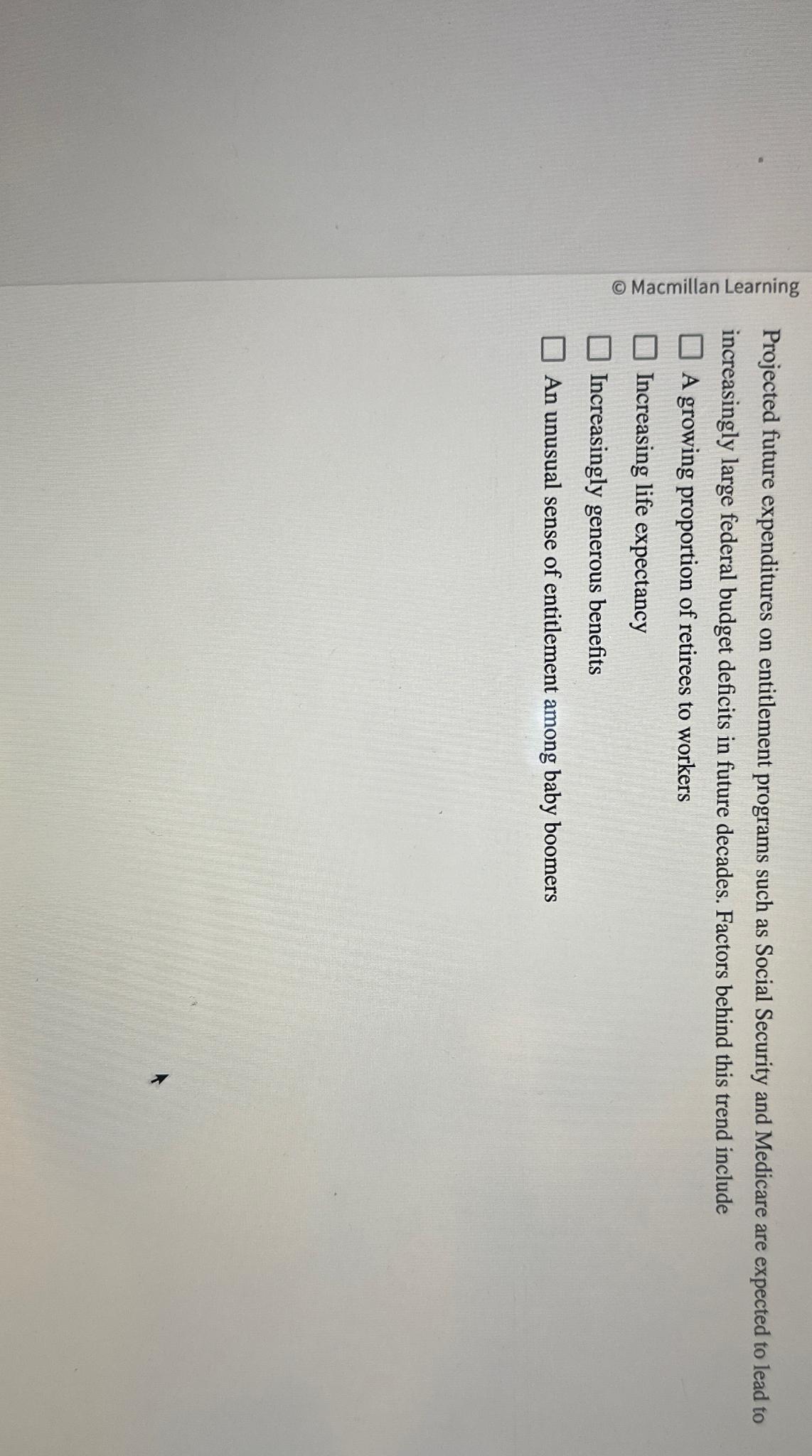 Solved Projected future expenditures on entitlement programs | Chegg.com