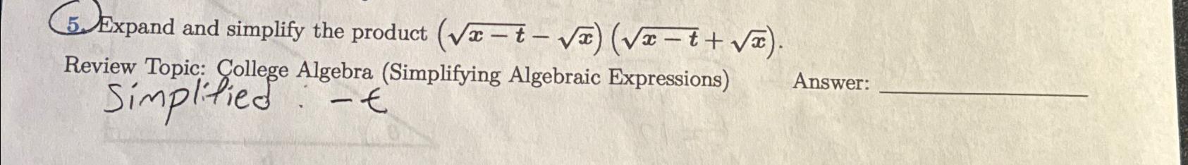 Solved Expand and simplify the product | Chegg.com